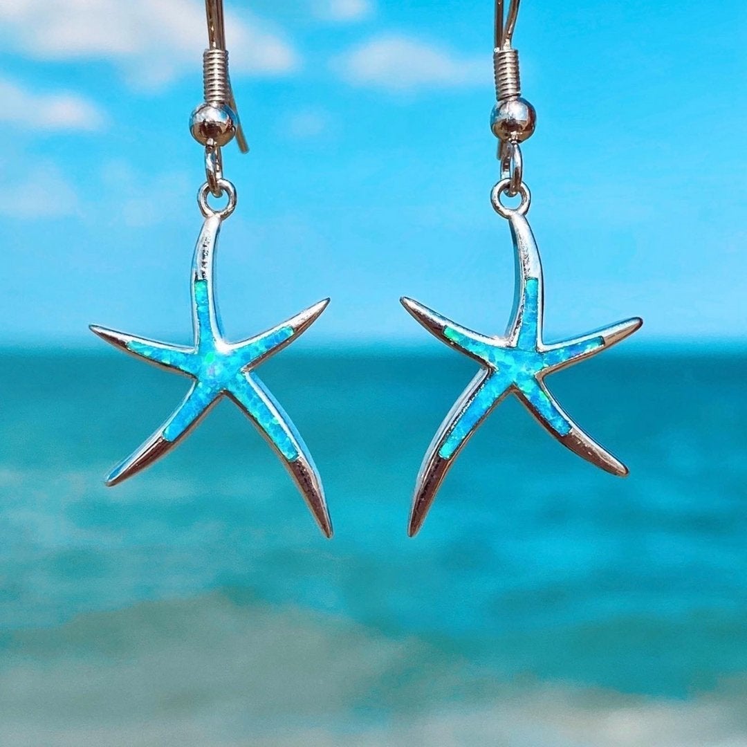 Boucles d'Oreilles Étoile de Mer en Opale et Argent – Paradise Designs